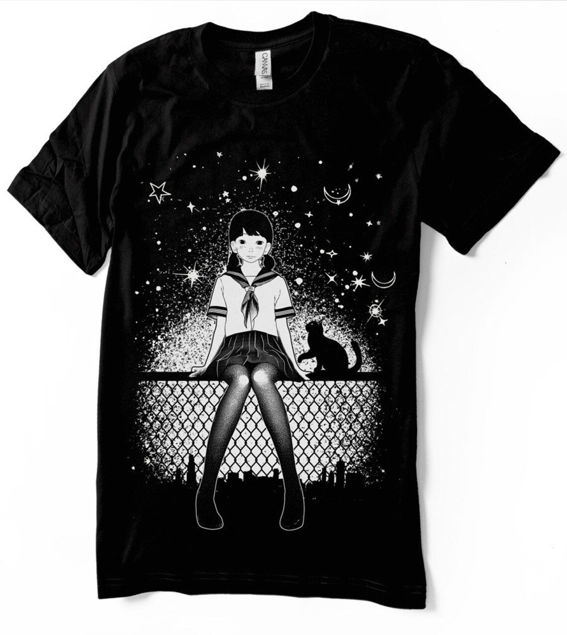 Anime shirt Manga Girl Shirt Japanese School Girl cat tee | Etsy