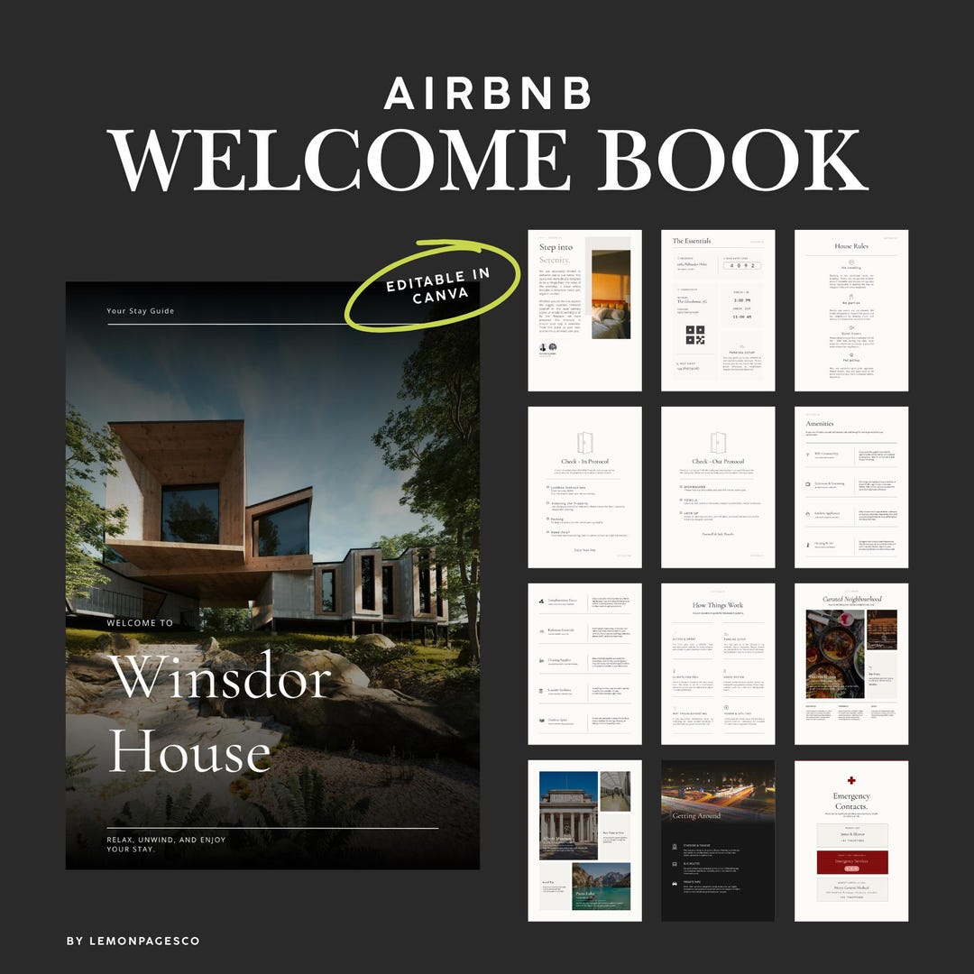 Airbnb Welcome Book Template | Editable Canva Guide | Vacation Rental ...
