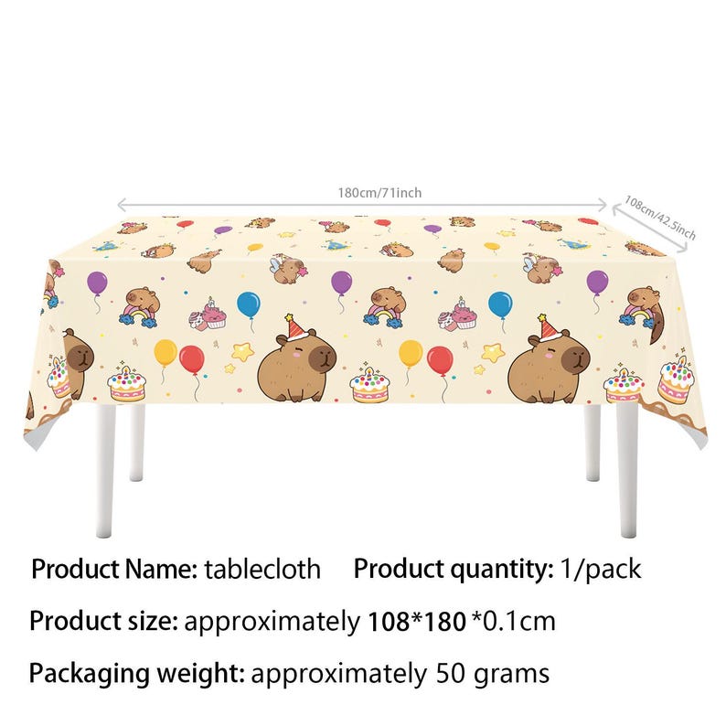 Capybara Birthday Party Supplies: Plates, Napkins, Banner, Tablecloth ...
