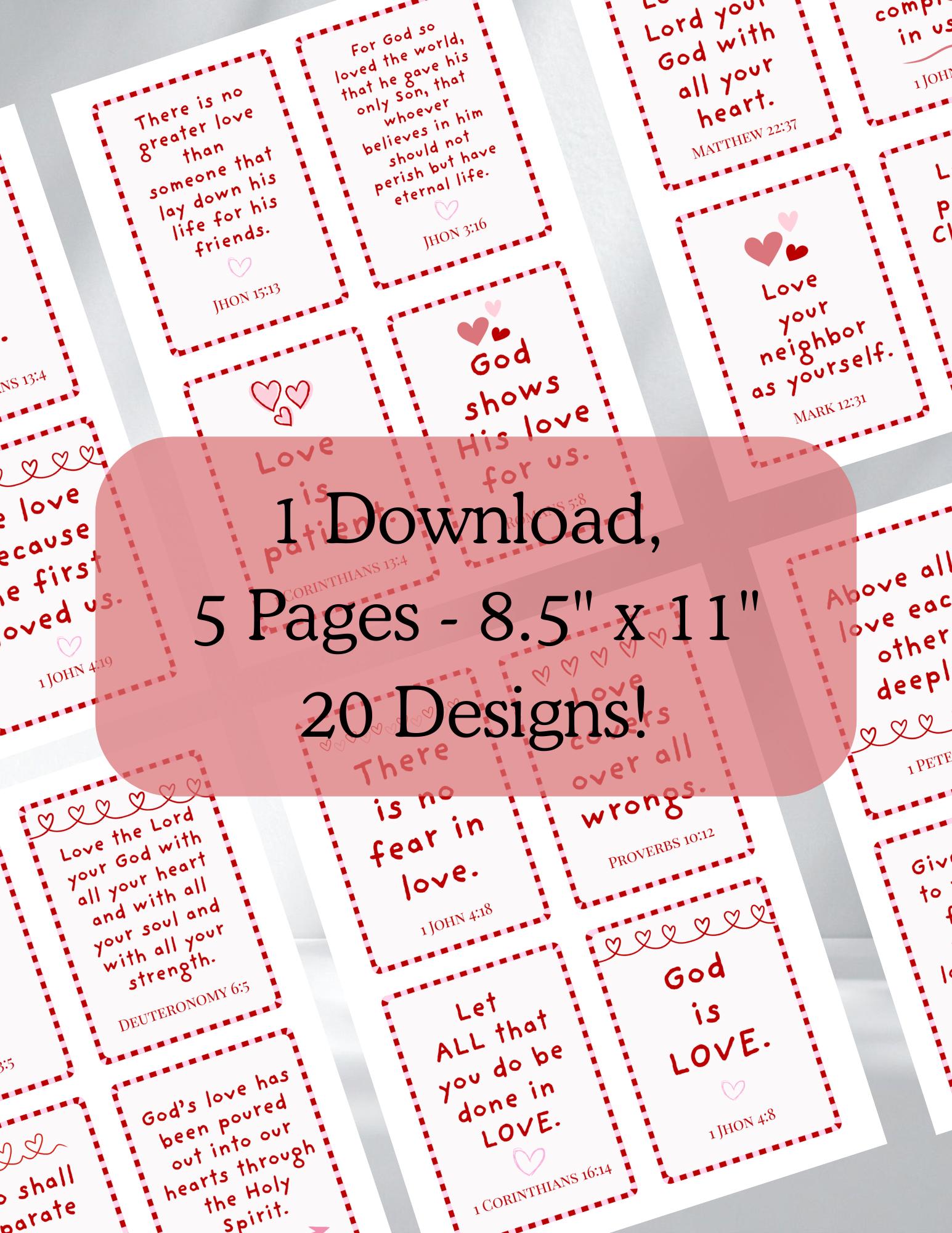 Valentine's Day Bible Verse Cards, Printable Christian Love Cards, Biblical Lunch Note - Etsy