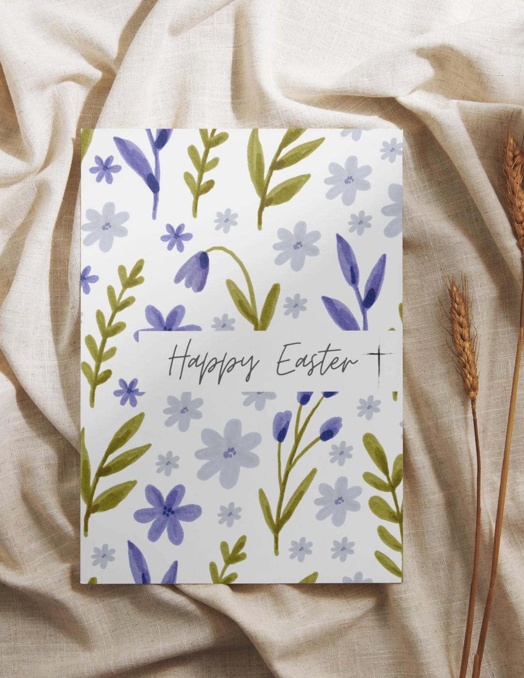 Christian Easter Card | Floral Cross Notecard | Printable Greeting Card ...