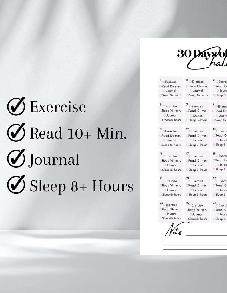 30-day Wellness Challenge, Fitness Checklist, Habit Tracker, Printable ...