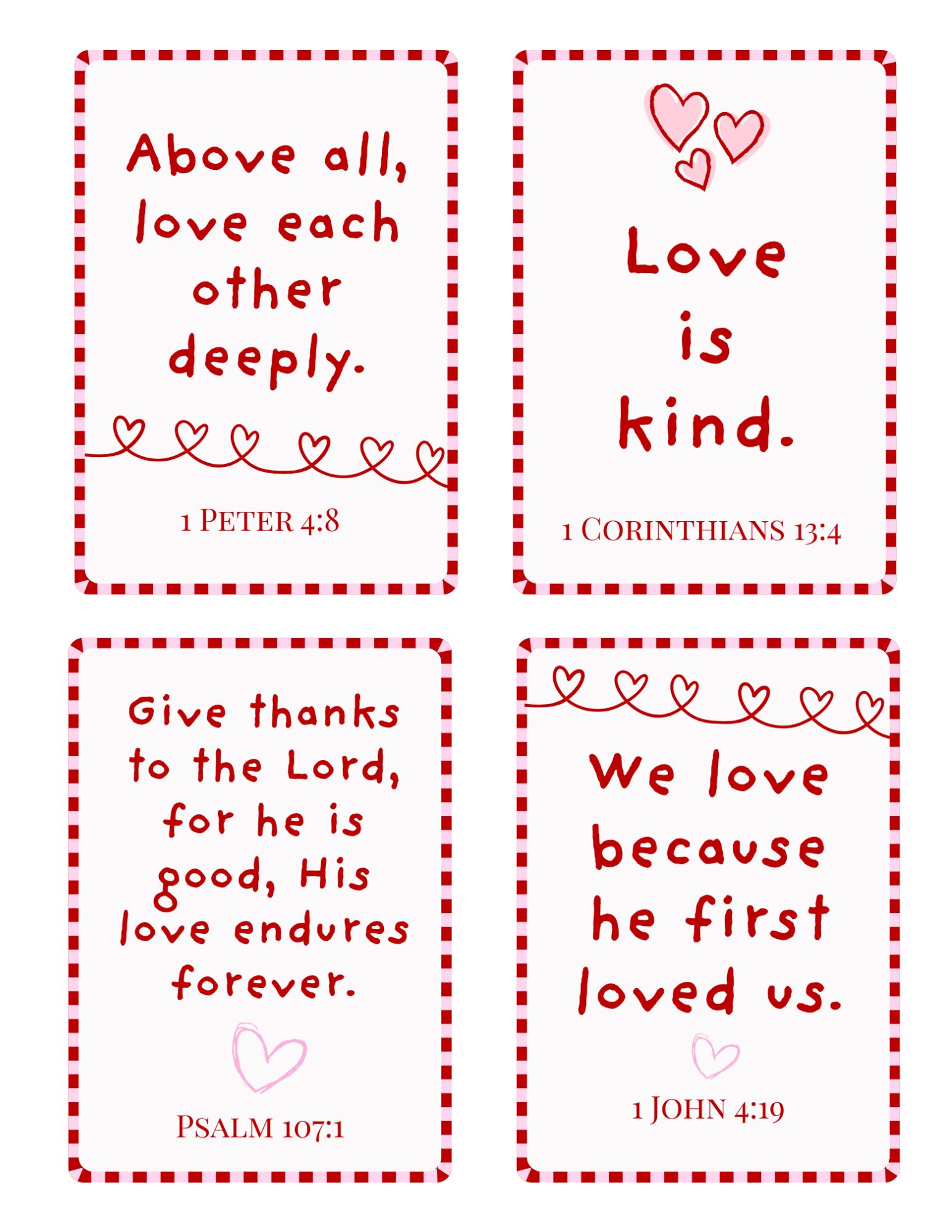Valentine's Day Bible Verse Cards, Printable Christian Love Cards, Biblical Lunch Note - Etsy