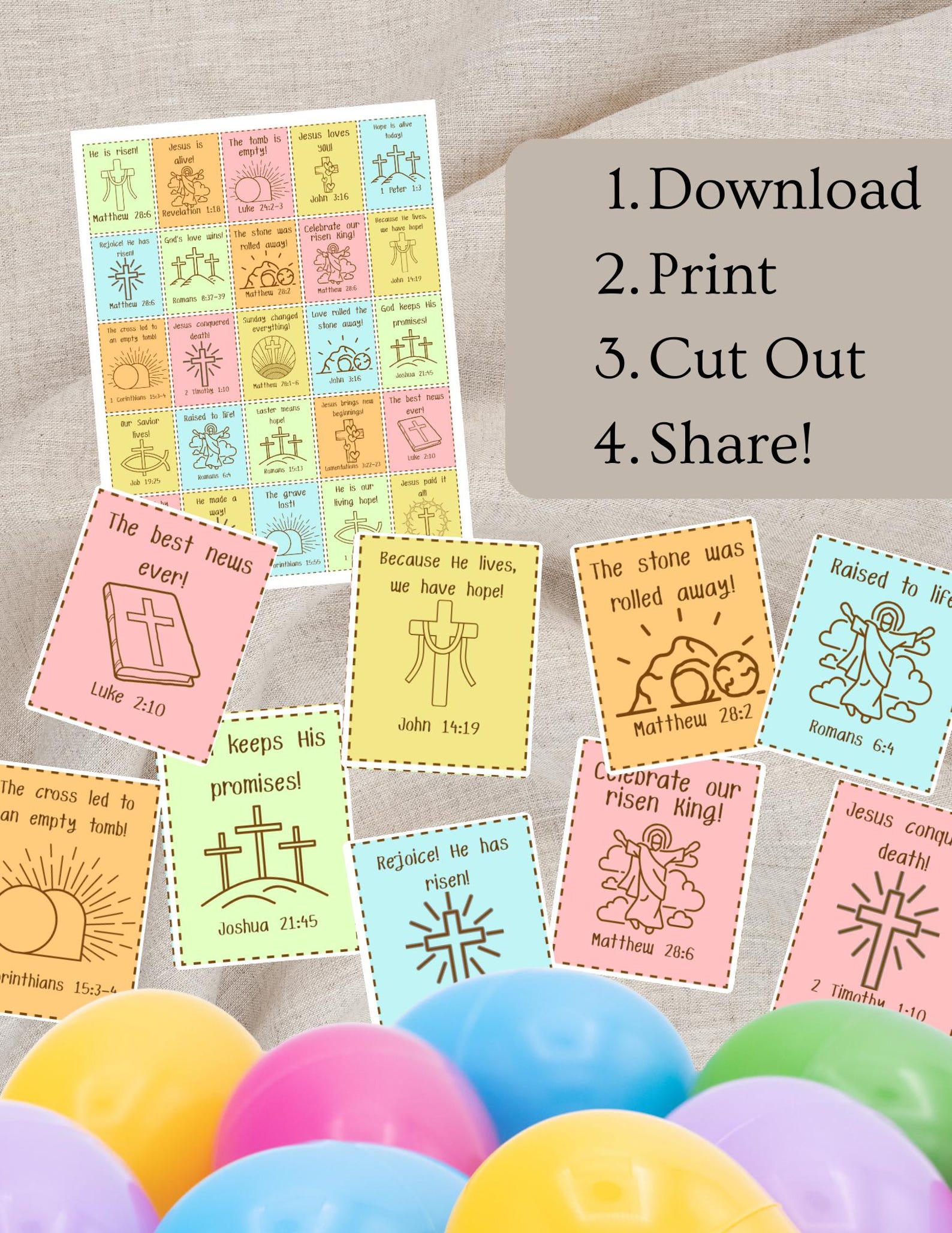 Printable Easter Egg Bible Verse Stuffers | Christian Egg Notes - Etsy