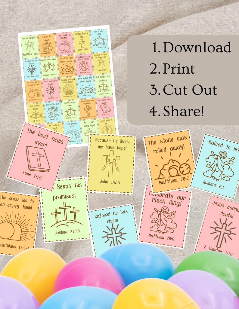 Printable Easter Egg Bible Verse Stuffers | Christian Egg Notes - Etsy