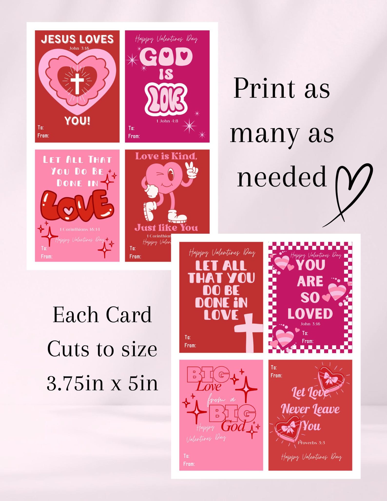 Retro Bible Verse Valentine Cards | Christian Gift Tags (printable PDF ...