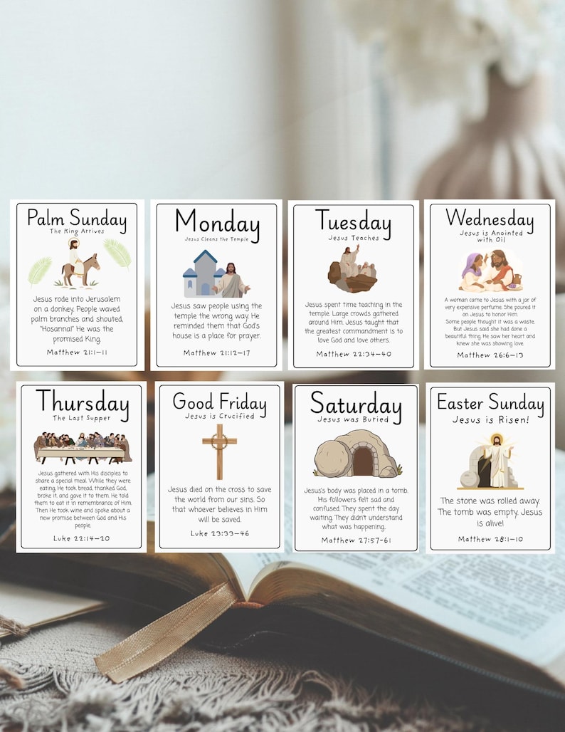 Holy Week Countdown | Easter Bible Story Cards | Printable Pdf - Etsy
