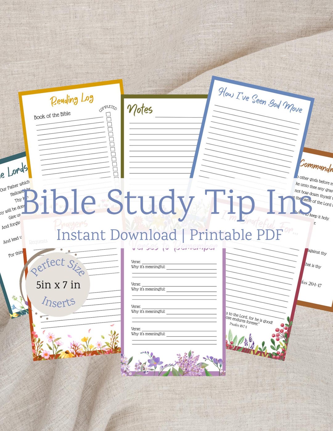 Bible Study Tip Ins | Printable Bible Inserts | Christian Journaling ...