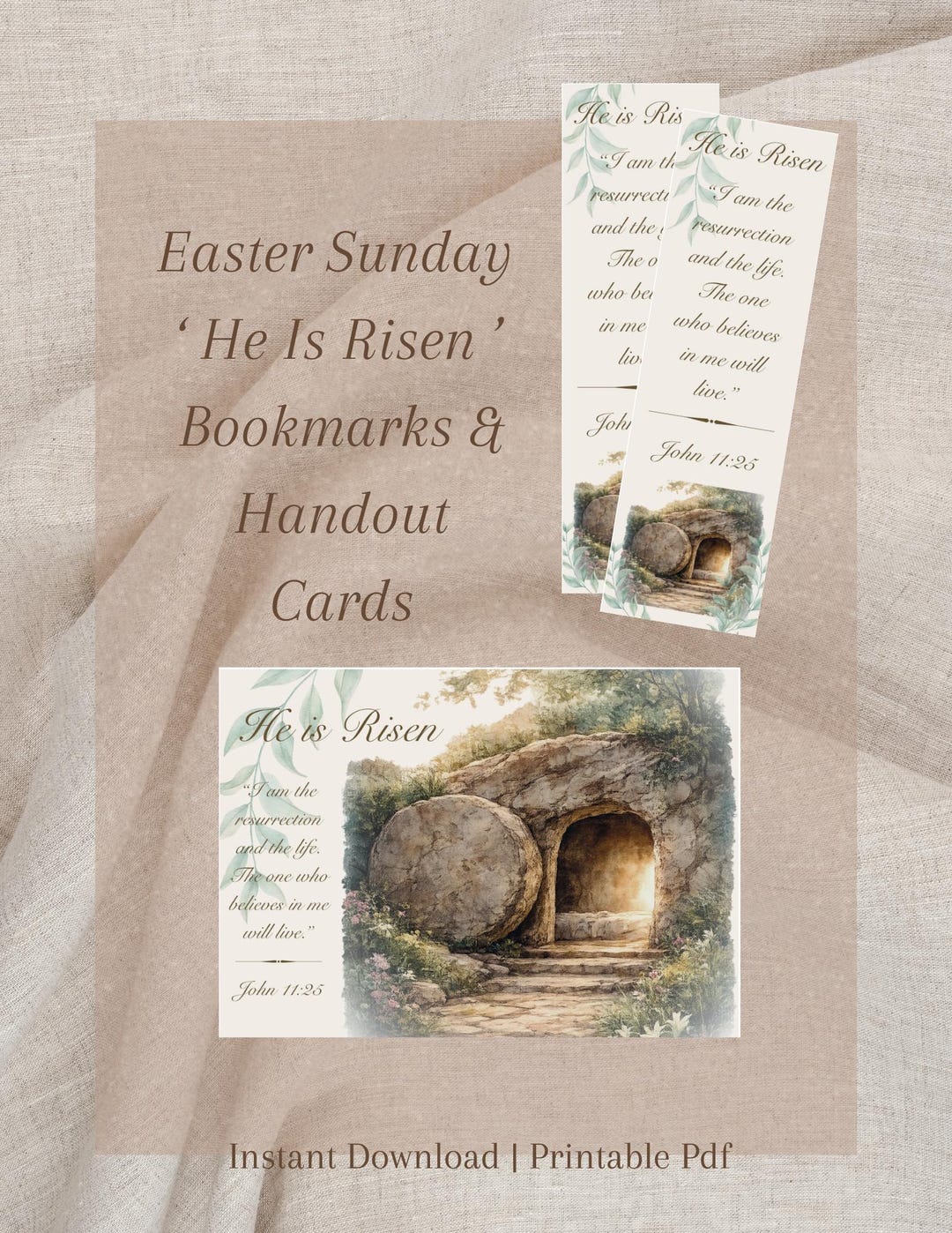 Easter Bookmark and Handout Card Set | He is Risen Printable - Etsy