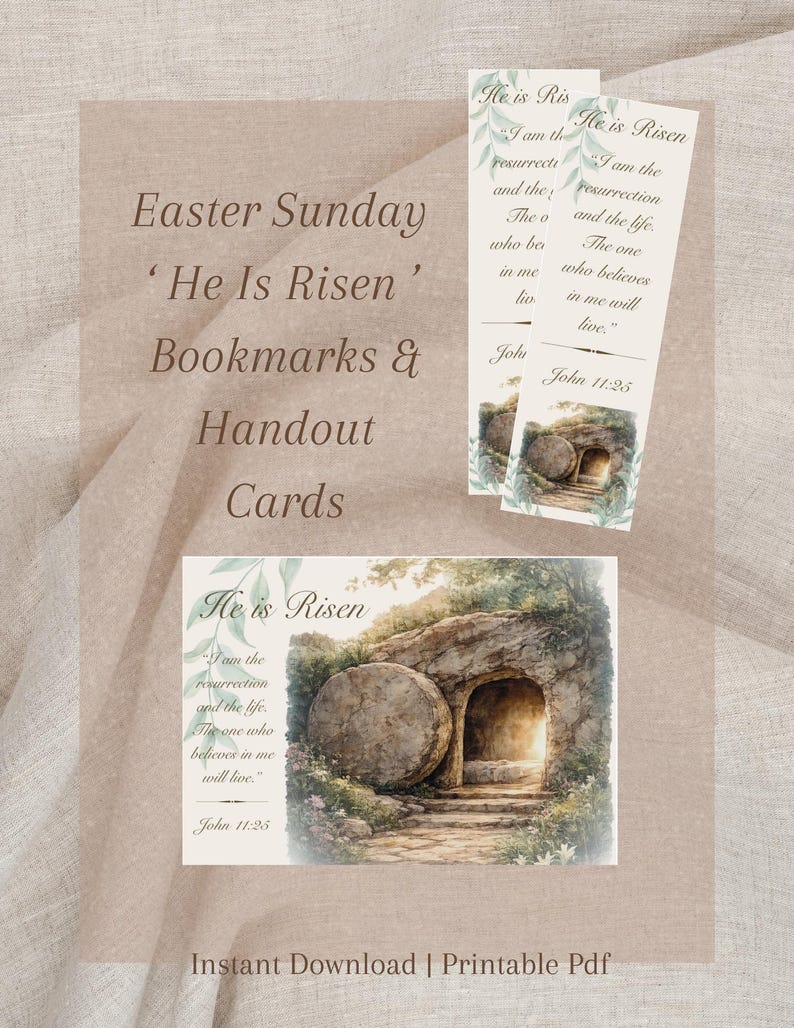 Easter Bookmark and Handout Card Set | He is Risen Printable - Etsy