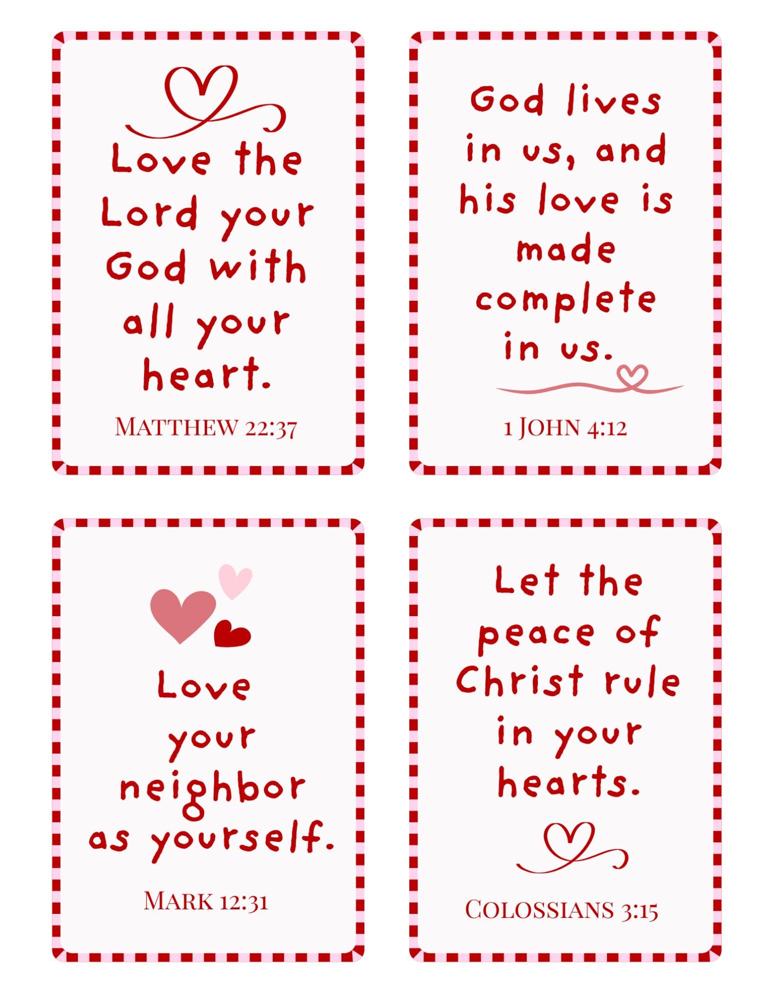 Valentine's Day Bible Verse Cards, Printable Christian Love Cards, Biblical Lunch Note - Etsy