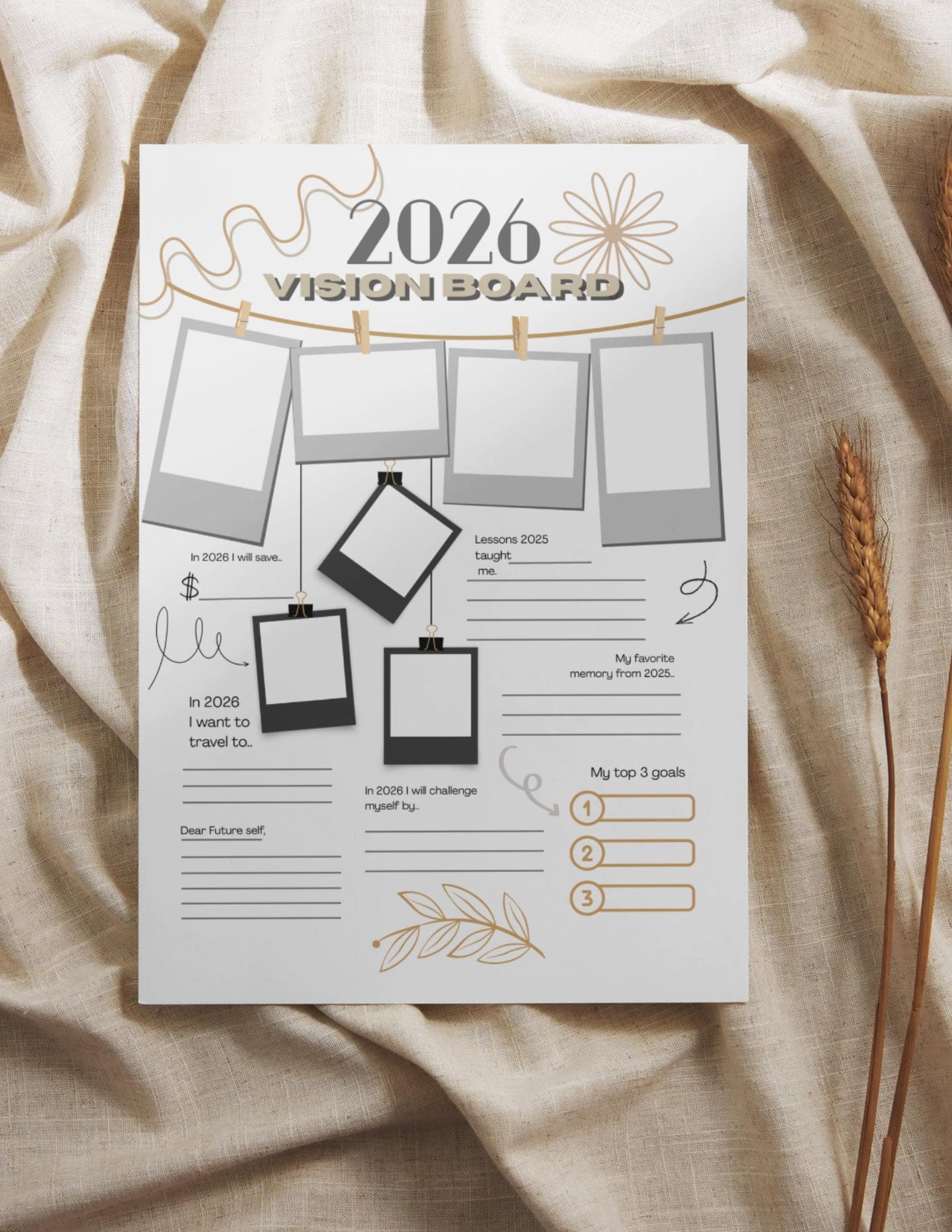 New Years Resolution Template, Vision Board, 2026 Goals (printable Pdf ...