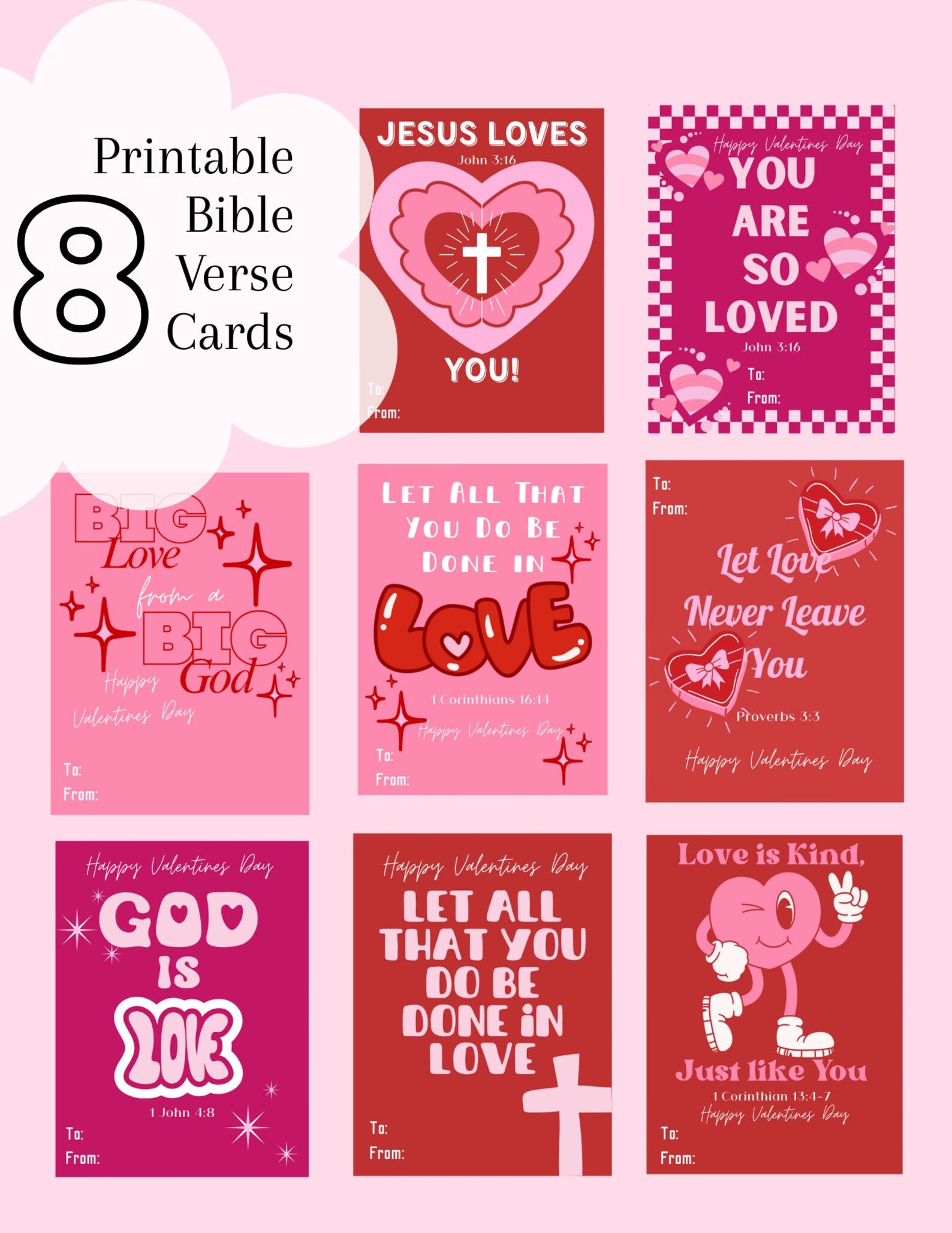 Retro Bible Verse Valentine Cards | Christian Gift Tags (printable PDF ...