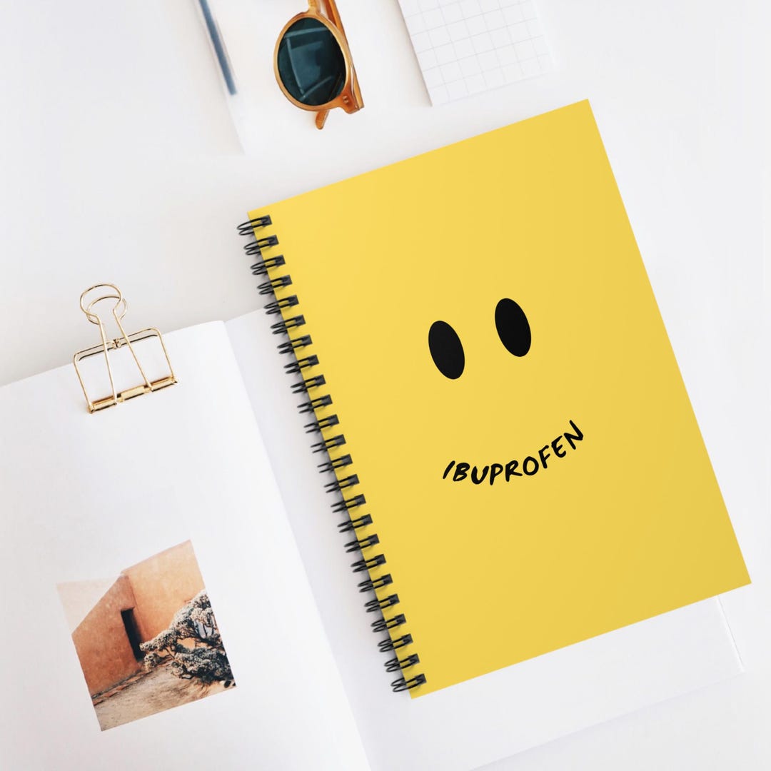 Smiley Face Ibuprofen Smile Notebook | Spiral Ruled Journal - Etsy