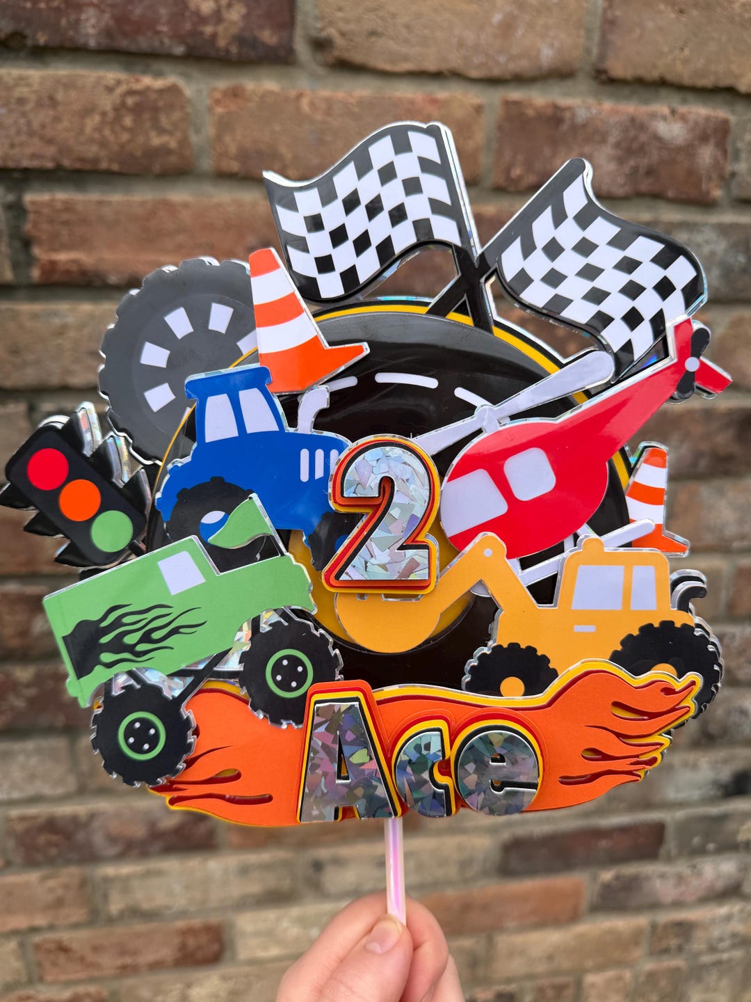 Custom Transportation Theme Cake Topper | Race Car & Construction ...