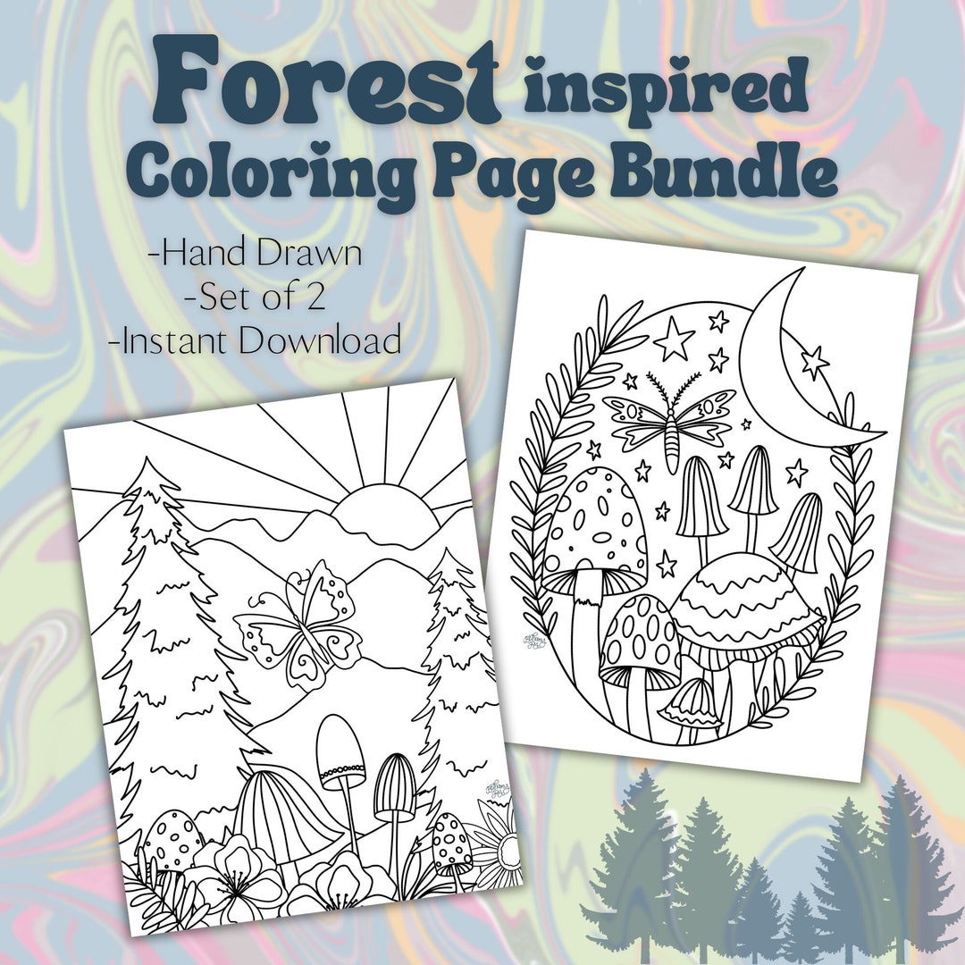 Forest Vibes Coloring Pages - Set of 2 - for Digital and Printable Use ...