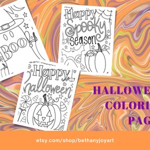 Halloween Coloring Pages - Set of 3 - for Digital and Printable Use ...