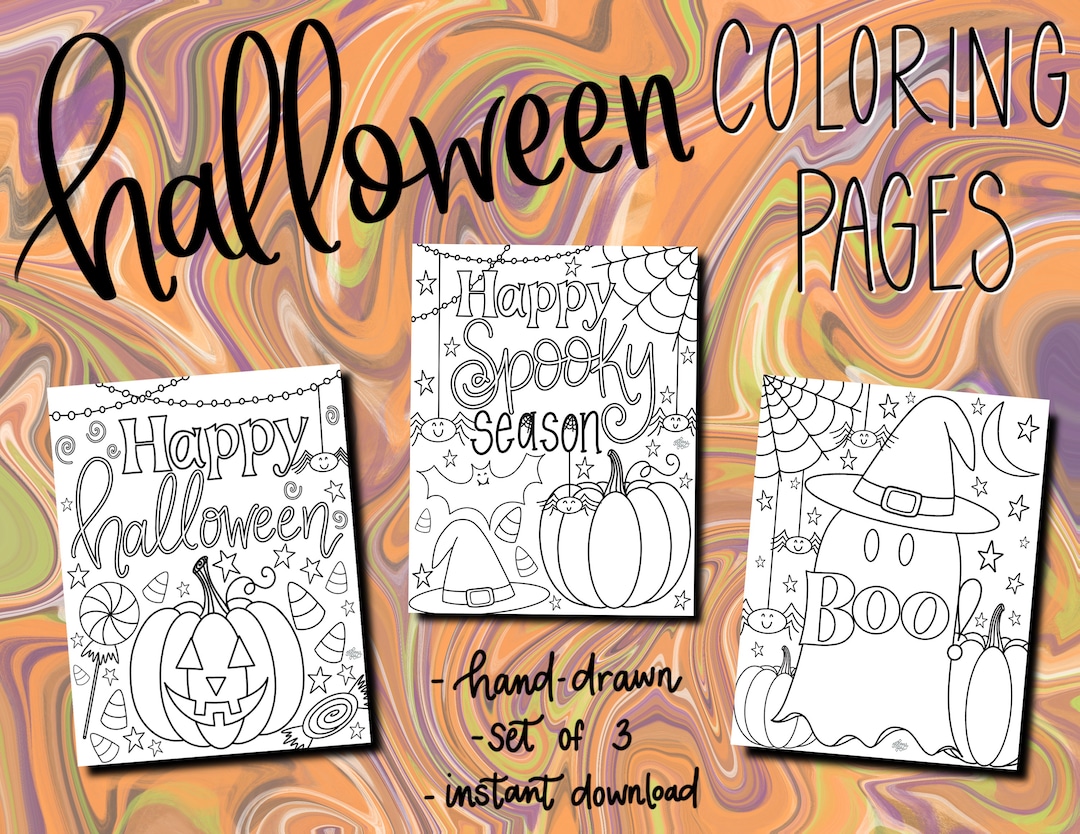 Halloween Coloring Pages - Set of 3 - for Digital and Printable Use ...