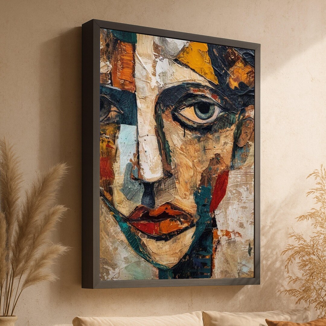 Abstract Expressionist Face Canvas Wall Art, Modern Portrait Painting ...