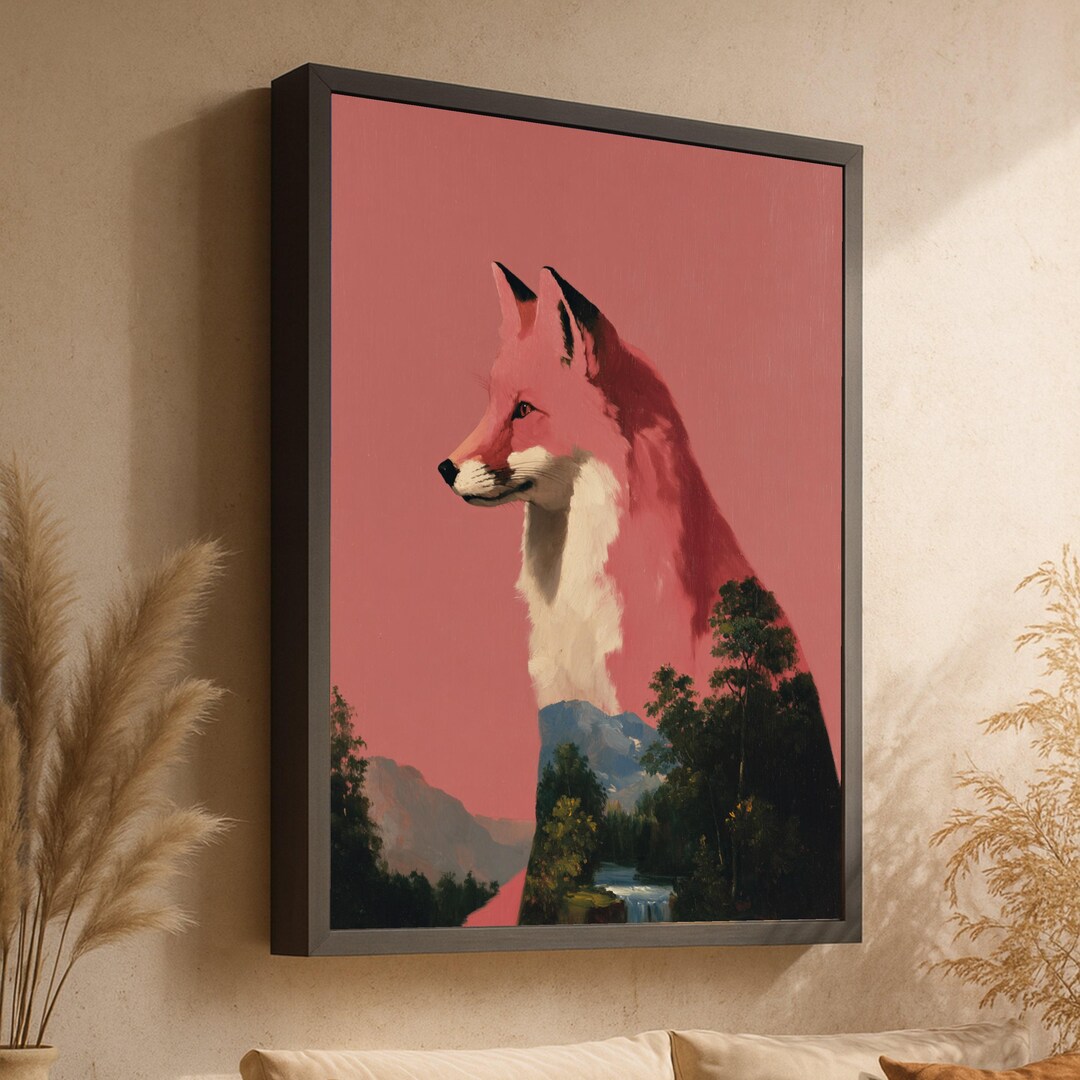 Majestic Red Fox Silhouette Canvas, Nature Double Exposure Art, Forest ...