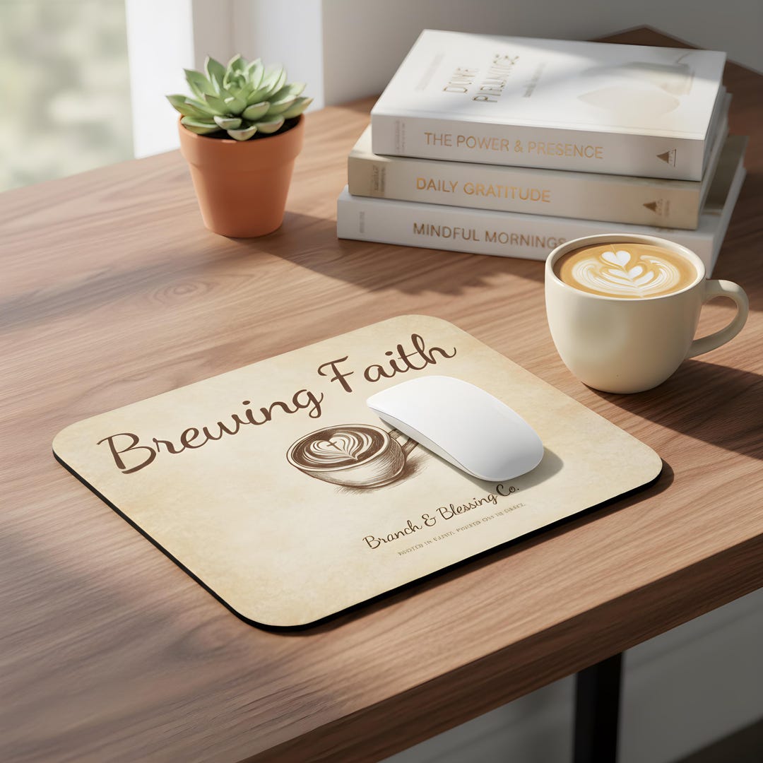 Brewing Faith Mouse Pad - Christian Latte Desk Mat - Etsy