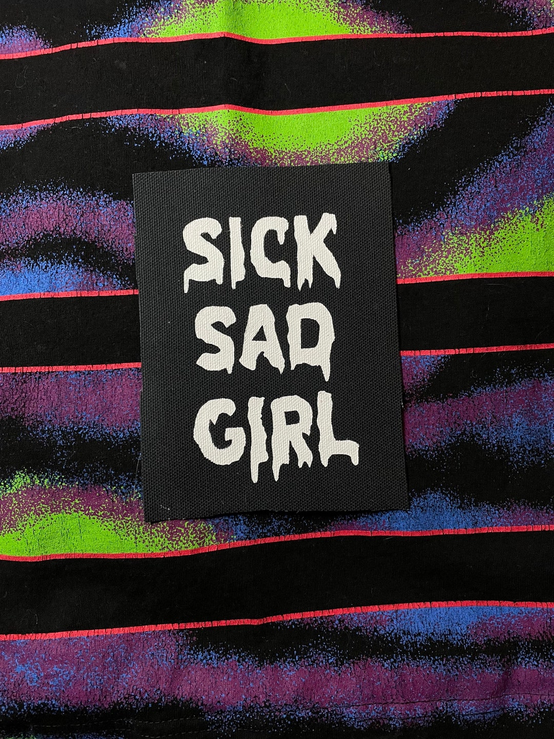 Sick Sad Girl Black and White Sew on Patch - Etsy