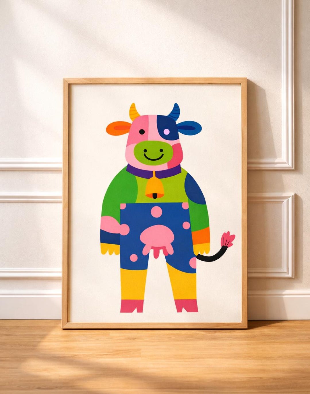 Colorful Cow Kids Wall Art Printable | Playful Animal Nursery Decor ...