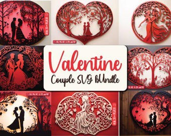 Valentine Laser Cut Files | Romantic SVG Bundle, Heart Decor (PNG, DXF ...