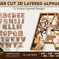 Multilayer Letters Bundle, A-Z Letters SVG Bundle, Laser Cut Letters ...