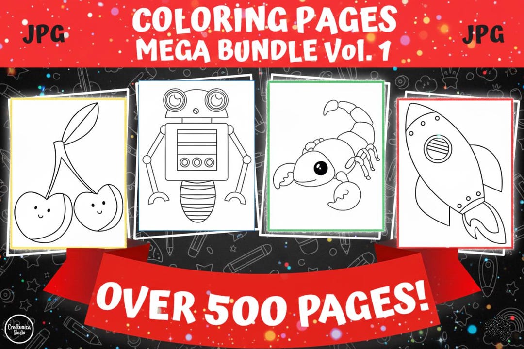 500+ Coloring Pages Bundle – Printable Kids Coloring Sheets Animals ...