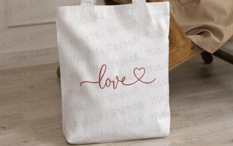 Heart Script Embroidery Design – One-line Word Art With Heart, Minimal ...