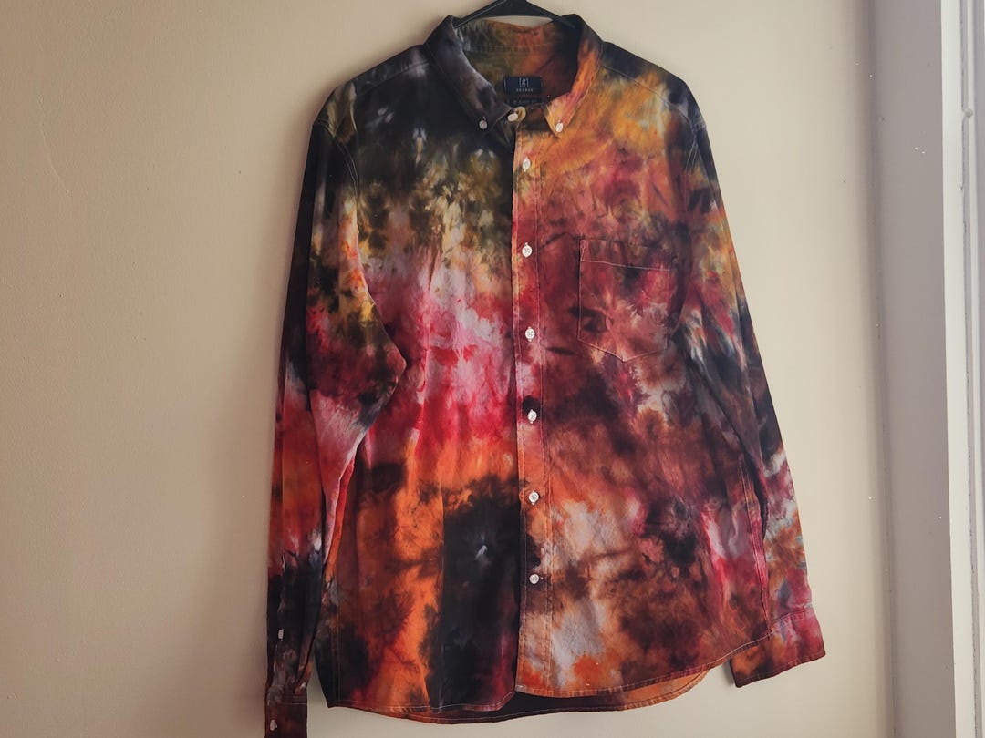 XL Button Down Tie Dye Shirt, Tye Dye Dress Shirt, Upcycled Shirt - Etsy