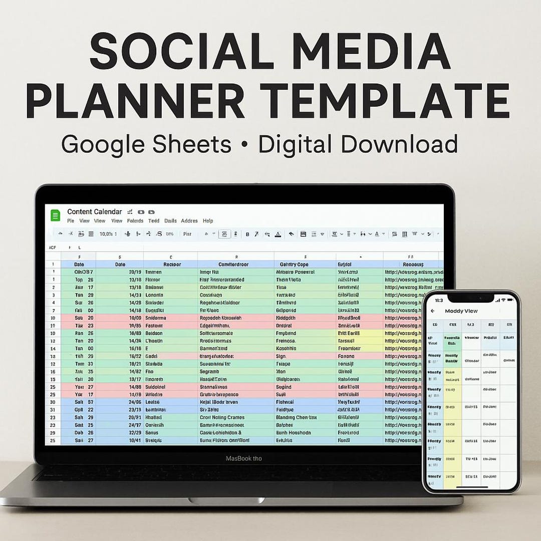 Social Media Planner | Google Sheets Content Calendar Template - Etsy