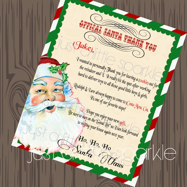 Free Printable Thank You Letter From Santa