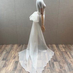 Big Bow Silk Organza Waist Sash With Train, Long Bridal Sash Big Bow ...