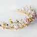 Bridal Gold Tiara, Ruby and Pearl Multi-gemstone Floral Motif Gold ...