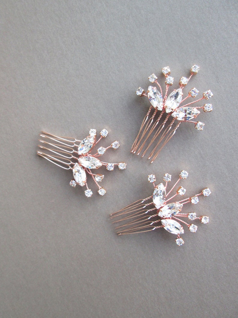 Crystal Hair Combs, Bridal Crystal Hair Combs, Wedding Hair Pins, Rose ...