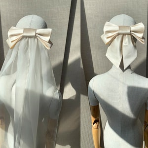 Bow Veil, 4 in 1, Detachable Veil, Modern Bridal Veil in 100% Silk ...