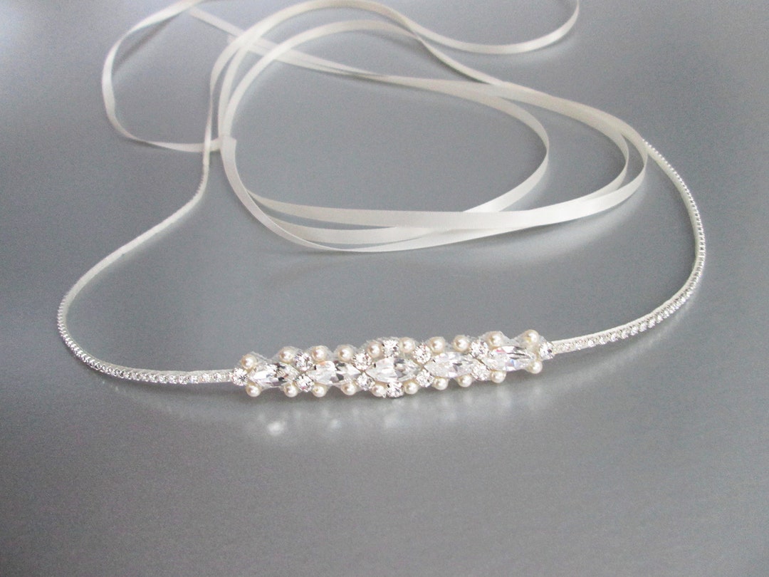 Bridal Belt, Super Skinny Bridal Belt, Dainty Crystal Sash, Premium ...
