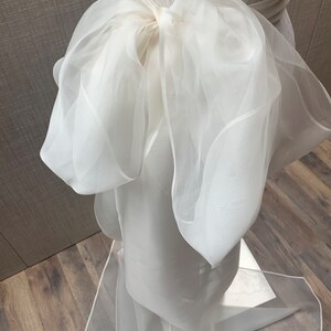 Big Bow Silk Organza Waist Sash With Train, Long Bridal Sash Big Bow ...