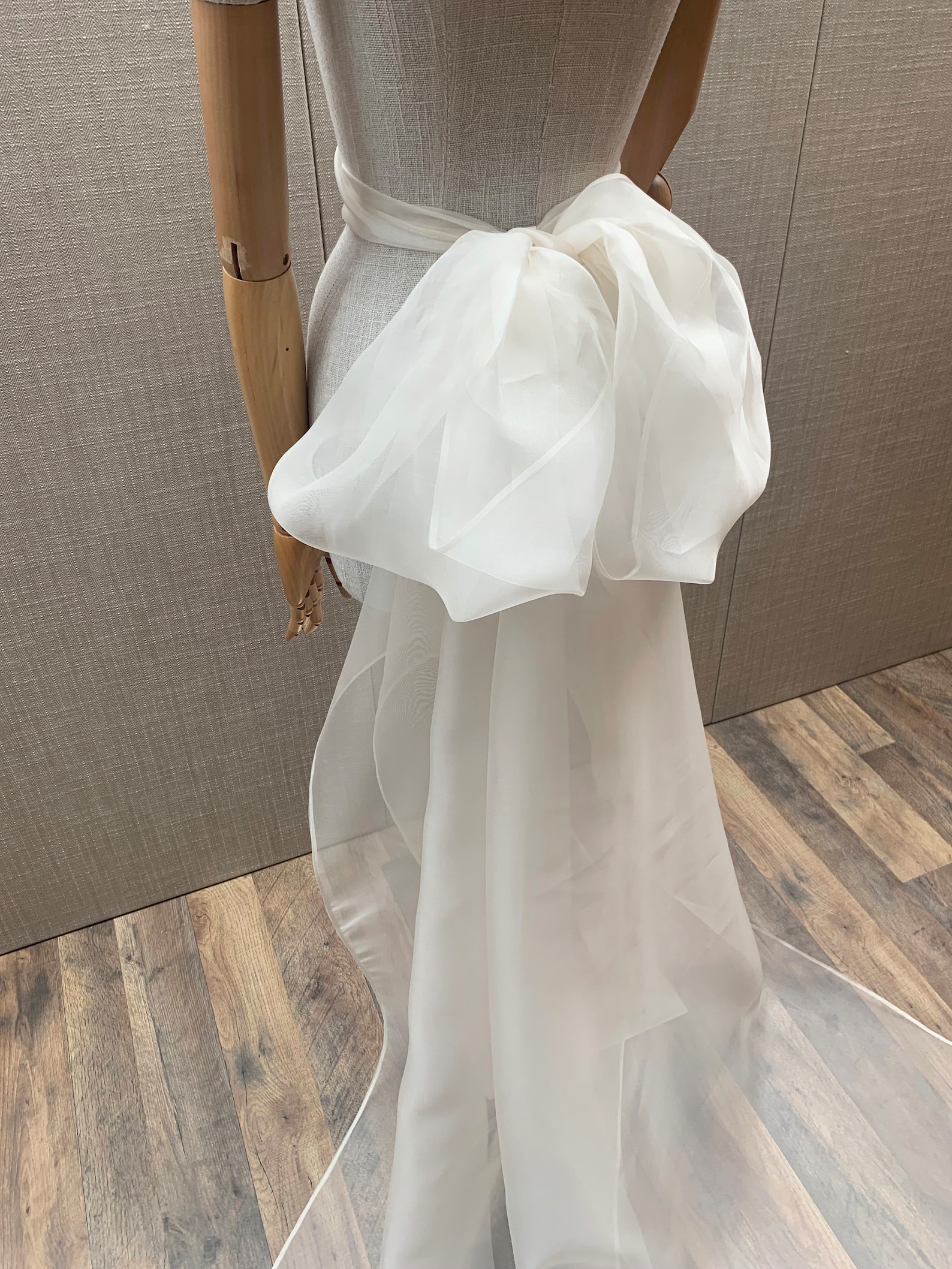 Big Bow Silk Organza Waist Sash With Train, Long Bridal Sash Big Bow ...
