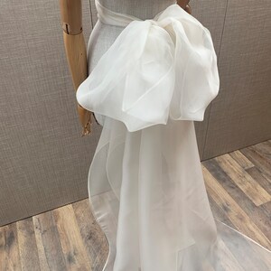 Big Bow Silk Organza Waist Sash With Train, Long Bridal Sash Big Bow ...