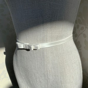 Bridal Belt 2 Ways, Skinny Silk Satin Belt With Detachable Bow, Wedding ...