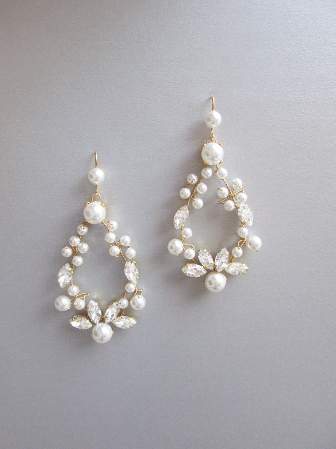 Bridal Crystal Earrings, Crystal Pearl Bridal Earrings, Premium Quality ...