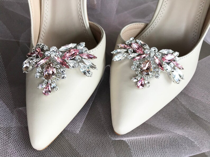 Blush Pink Shoe Clips Bridal Shoe Clips Swarovski Crystal | Etsy