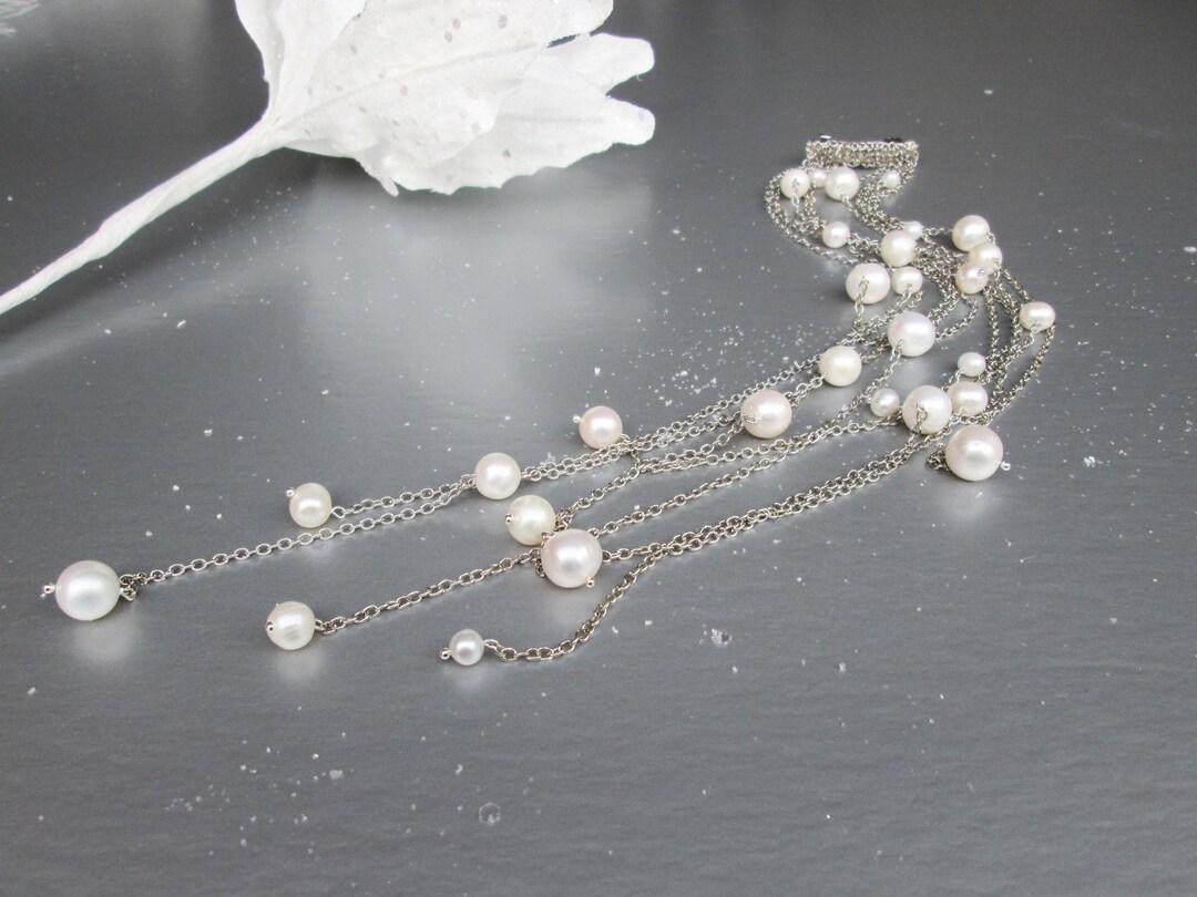 Modern Fairytale Pearl Chain Hair Vine Clip Barrette, Chain Hair ...