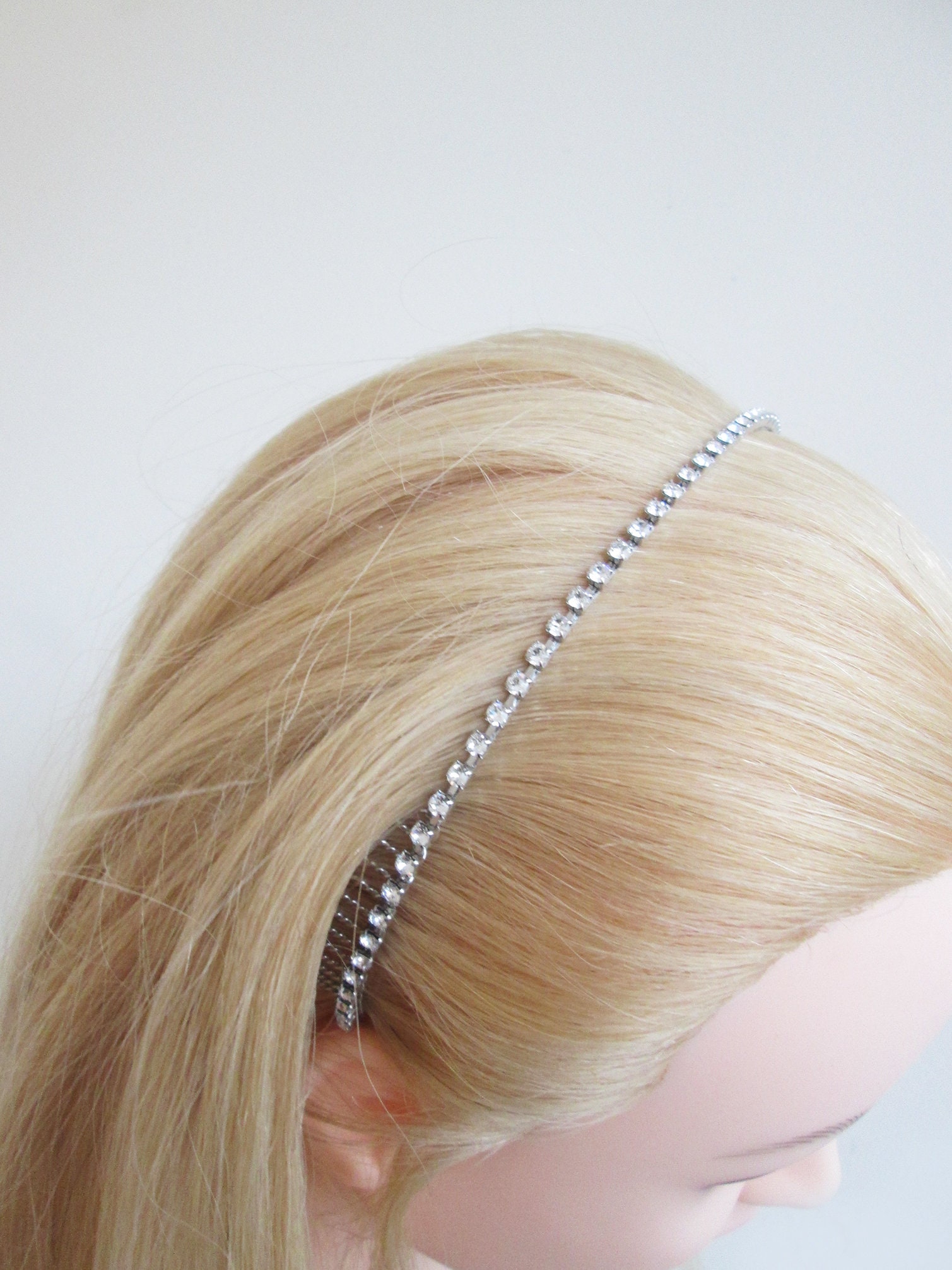 Skinny Bridal Headband Thin Crystal Headband Wedding Headband