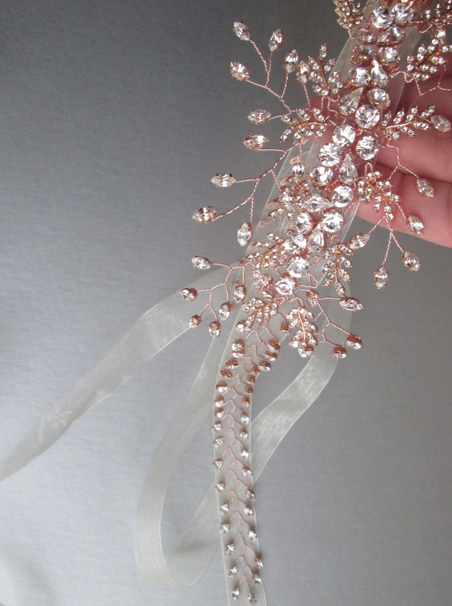 Rose Gold Crystal Belt Bridal Crystal Belt Sash Rhinestone - Etsy