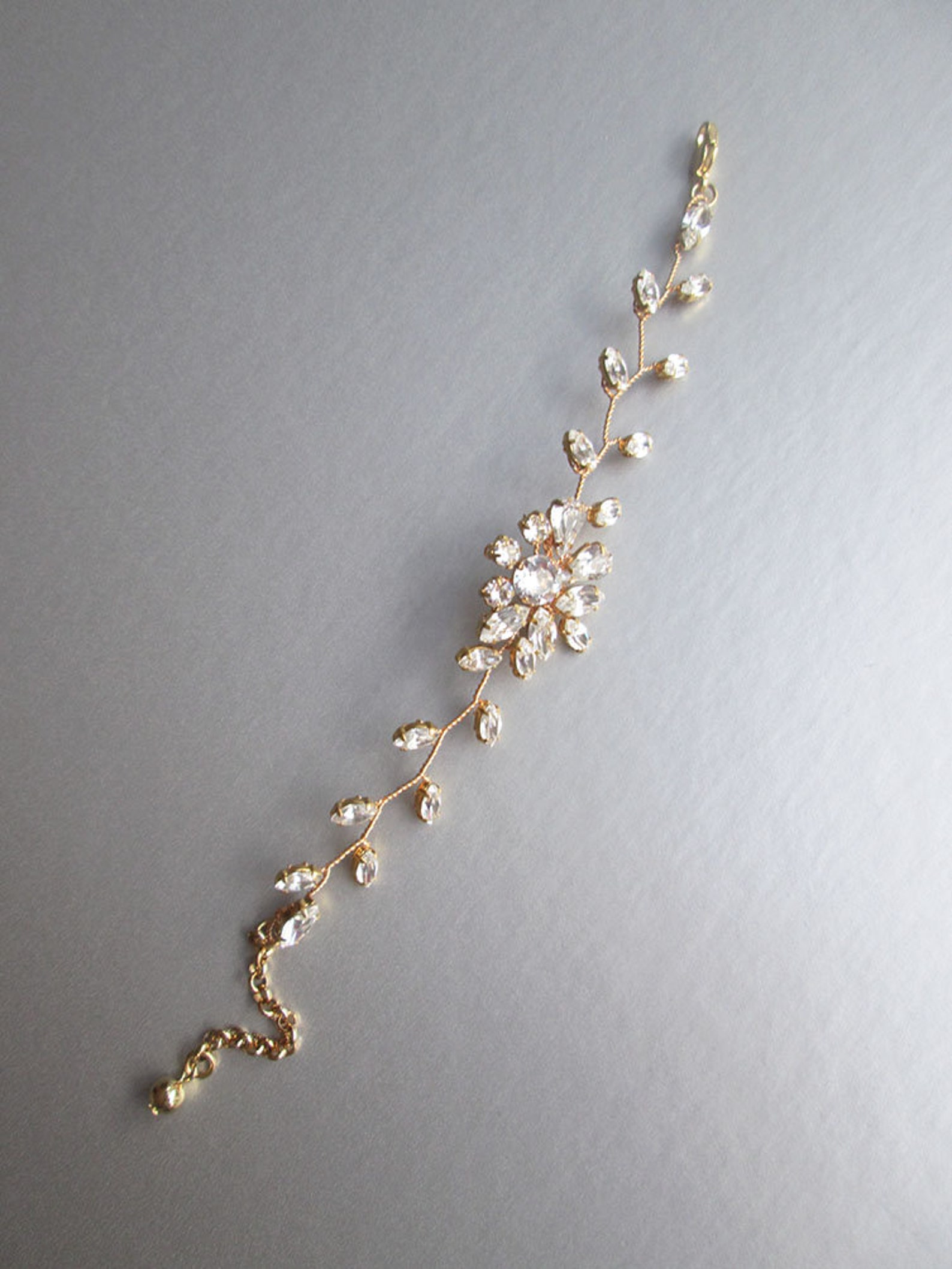 Crystal Bridal Bracelet, Delicate Crystal Bracelet, Wedding Rhinestone ...