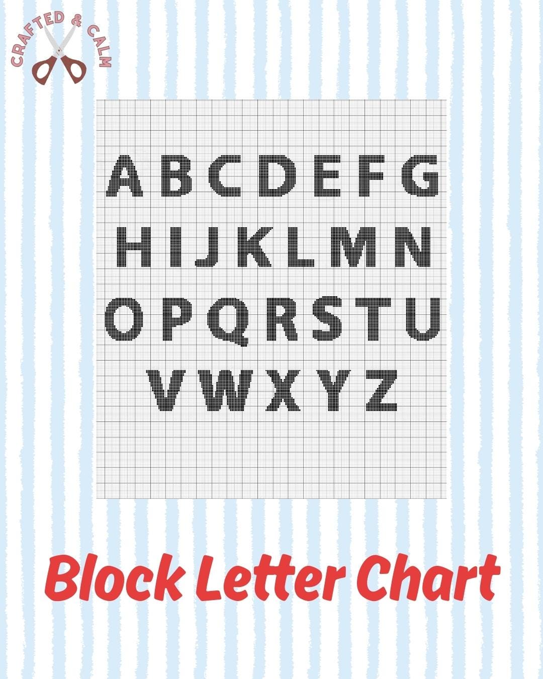Block Alphabet Chart Printable | Kids Learning, Needlepoint (PDF, SVG ...
